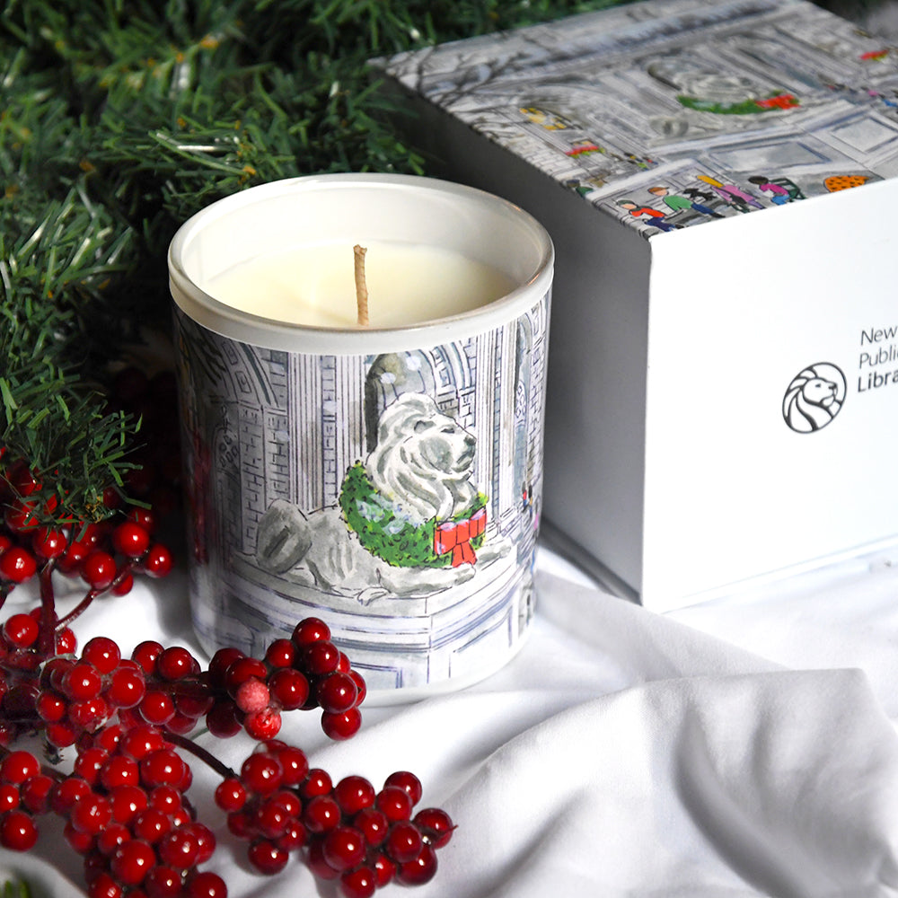 NYPL Michael Storrings Holiday Candle | The New York Public Library Shop