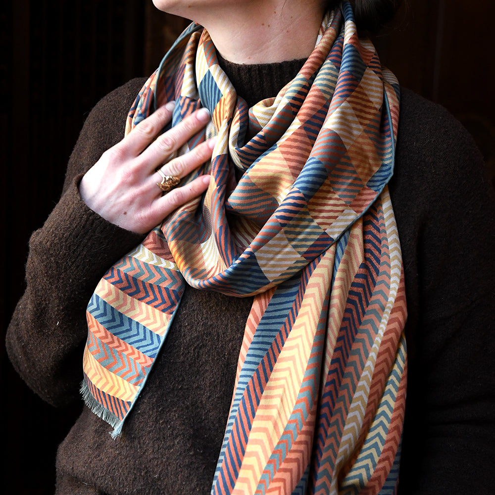 NYPL Melange Abstract Sandwashed Silk Oblong Scarf | The New York ...